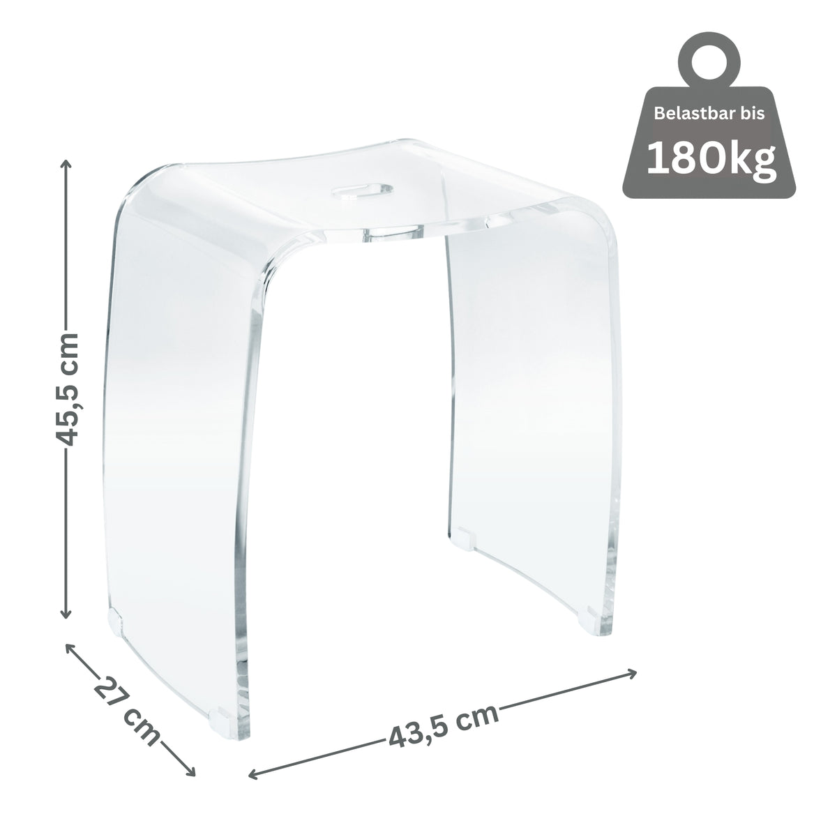 Badhocker MERAN aus Acryl glänzend, für die Dusche geeignet, mit Griff ...